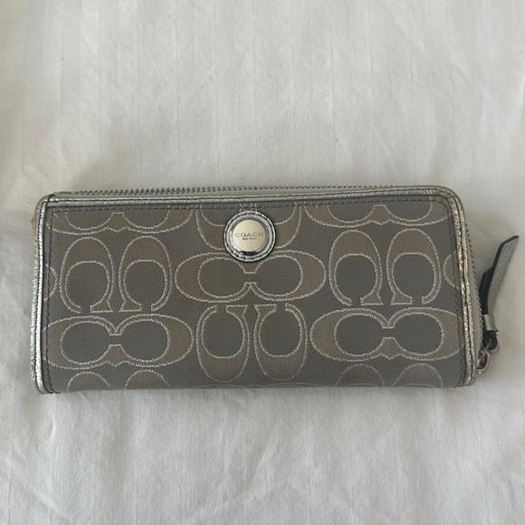 Coach | Bags | Coach Long Zippy Wallet Silver | Poshmark